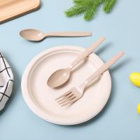 China Eco Friendly Biodegradable Wheat Straw Knife Fork Spoon Tableware 14cm 18cm Disposable for sale