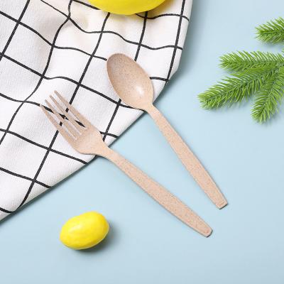 China Customized Request Eco Friendly Biodegradable Wheat Straw Knife Fork Spoon Tableware for sale