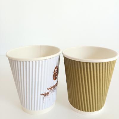 Cina 8-12oz Ripple Wall Custom Logo Stampato Double Wall Paper Cup con richiesta personalizzata in vendita