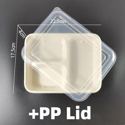 China 100% Compostable Disposable Take out 3 Compartment Square Food Paper Containers Made for sale