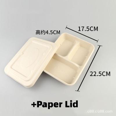 China 100% Compostable Disposable Take out 3 Compartment Square Food Paper Containers Made for sale