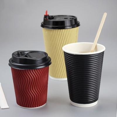 Cina Stile semplice Disposable 8oz Ripple Wall Paper Tazze da caffè con logo personalizzato in vendita