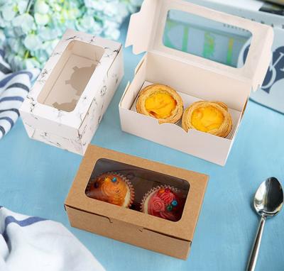 中国 2ホール カップケーキボックス 定期供給 蓋と内膜 300GSM ホワイトクラフト紙 OEM 販売のため