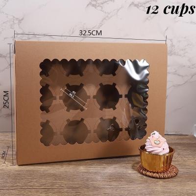 Simple Style Regular Supply Cupcake Boxes with Holders 300GSM-400GSM Kraft Paper