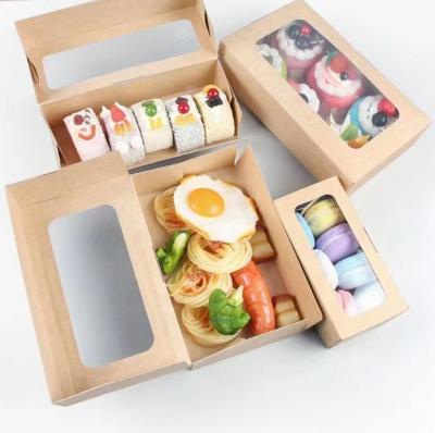 China Transparent Cake Box Kraft Paper Container with Regular Supply and Customized Request for sale