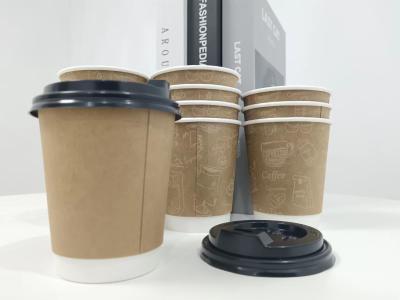 China Custom Logo Disposable Coffee Cup with Lid Double-Layer 260g 18 PE 250g Kraft Paper for sale