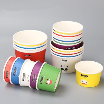 Cina Pagamento completo Compostabile Disegno del logo personalizzato Gelato Cucine di carta Coppe di carta PS/PP Copri in vendita