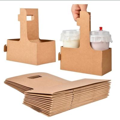 China Bebidas quentes e frias 2 Porta-Copas Kraft Moda Cartão descartável Porta-Copas de bebidas à venda