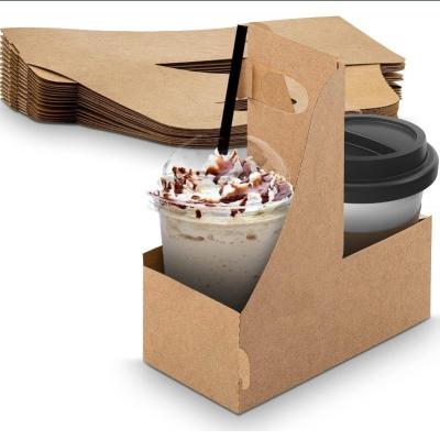 China Bebidas quentes e frias 2 Porta-Copas Kraft Moda Cartão descartável Porta-Copas de bebidas à venda