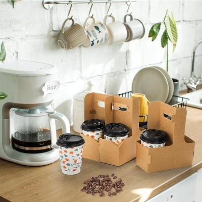 China Bebidas quentes e frias 2 Porta-Copas Kraft Moda Cartão descartável Porta-Copas de bebidas à venda