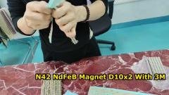 N42 Grade NdFeB Disc Magnet D10x2 Mm With 3M Adhesive Tape For Packaging