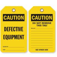 China Plastic Caution Tag Vinyl Rectangle Yellow Safety Tag for sale