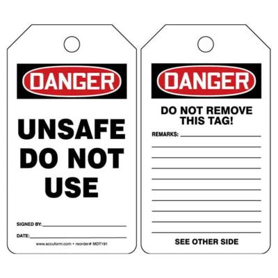 China Custom Plastic Safety Tag Waterproof PVC Rectangle Lockout Tag for sale
