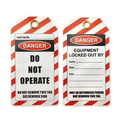 China Custom PVC Warning Tag Plastic Waterproof Safety Warning Tag for sale