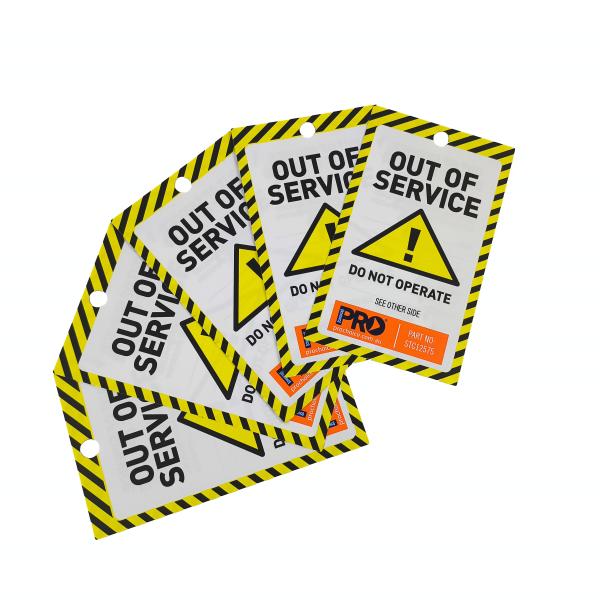 Yellow Out of Service Tag Non Tear All Weather Lockout Safety Tag