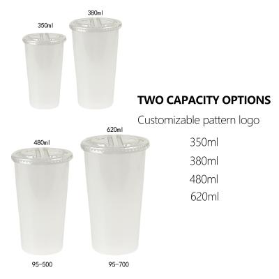 China Custom Split Double Milk Tea Cup Take Away Plastic Cup with Lid for sale