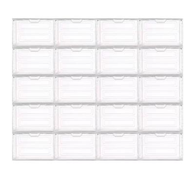 China Custom Transparent Plastic Sneaker Stackable Shoe Storage Boxes Drop Front Acrylic Drawer Type Magnetic Clear Shoe Box for sale