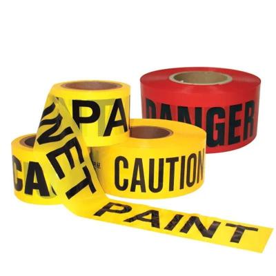 China Custom Caution Barricade Tape PE Yellow Waterproof Durable Roll Non-adhesive Warning Tape for sale
