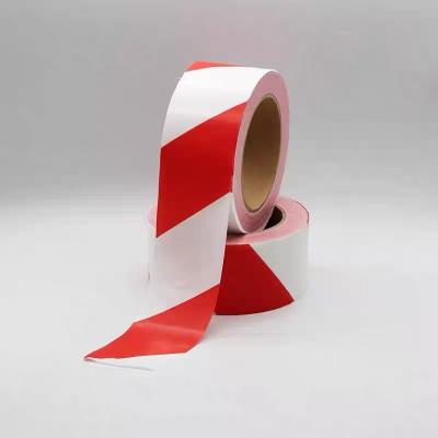 China Custom Printed Logo Red and White Safety Warning Tape PE Non-Adhesive Barrier Tape for Construction Sites for sale