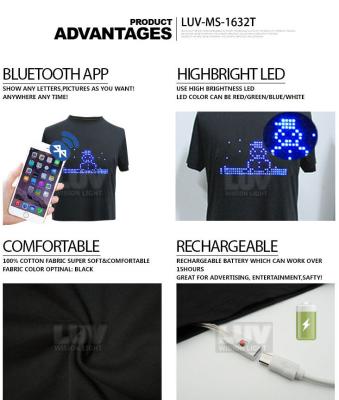 China Tshirt Panel Module Message Display Flashing Battery Led Ultra Light T-shirts for sale