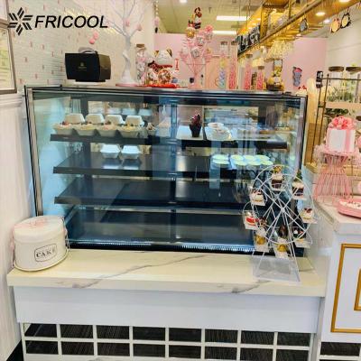 China Refrigerador traseiro do bolo da vitrina do bolo da porta deslizante da mostra do ângulo reto com CE/ETL à venda
