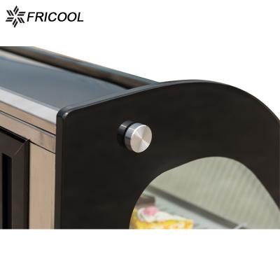 China double-pan heated clear cake showcase curved glass dessert display case CE/ETL for sale