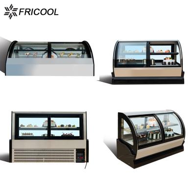 Китай 1/3 HP изогнул стеклянный Refrigerated холодильник 119L витринного шкафа пекарни продается