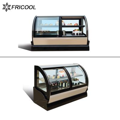 Китай 1/3 HP изогнул стеклянный Refrigerated холодильник 119L витринного шкафа пекарни продается