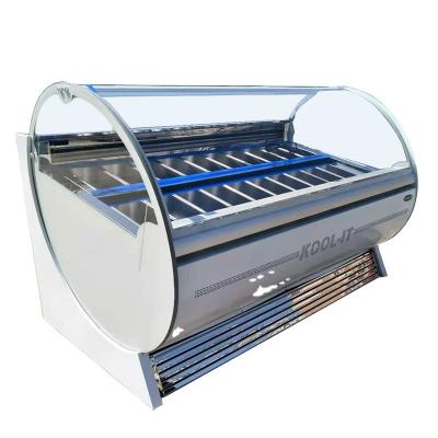 Cina 20pan ha refrigerato il dispositivo di raffreddamento del gelato di caso ha curvato la cassa di vetro del congelatore dell'esposizione di gelato con CE/ETL in vendita