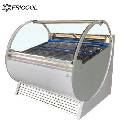 Cina 20pan ha refrigerato il dispositivo di raffreddamento del gelato di caso ha curvato la cassa di vetro del congelatore dell'esposizione di gelato con CE/ETL in vendita