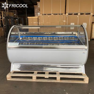 Cina 20pan ha refrigerato il dispositivo di raffreddamento del gelato di caso ha curvato la cassa di vetro del congelatore dell'esposizione di gelato con CE/ETL in vendita