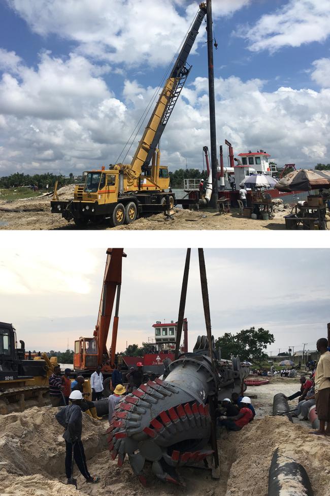 Working site assembly and installation of dredger