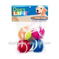 China Small Dog Tennis Ball Toy 2 Inch 1.5 Inch with Braided Leather Handle for Fetch and Tug for sale