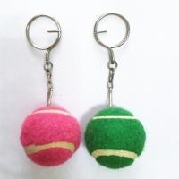 China Custom Logo Tennis Ball Keychain 40mm Felt Rubber Pet Toy Key Ring for sale