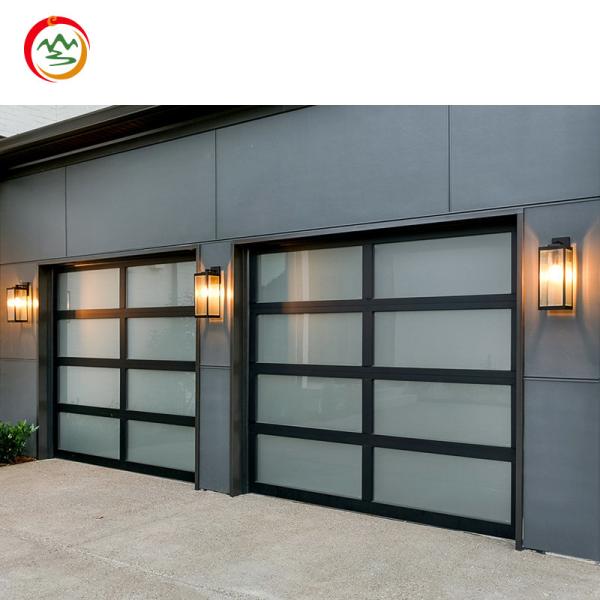 Quality Factory Hot Sale Customized Modern Steel Garage Door Automatic Aluminum Folding Tempered Sectional Frosted Glass Home Use for sale