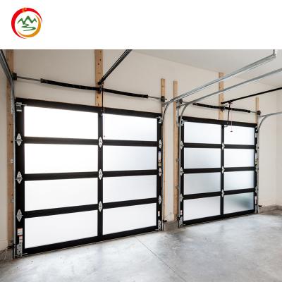China Hot Sales Modern Design Automatic Residential Garage Door Aluminum Insulated Frosted Tempered Glass Steel Finish for Home Use for sale