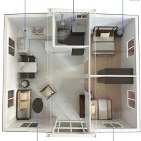China Multi-function Expandable Container House 20ft 40ft Prefab Sandwich Panel Two Bedrooms One Bathroom for sale
