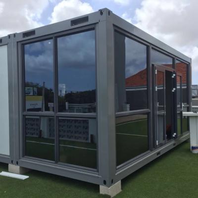 China Aluminum Window Good Sale Modular Tiny Home Rock Wool Sandwich Panel Steel Frame Glass Curtain Customized Prefab Flat Pack Container House for sale
