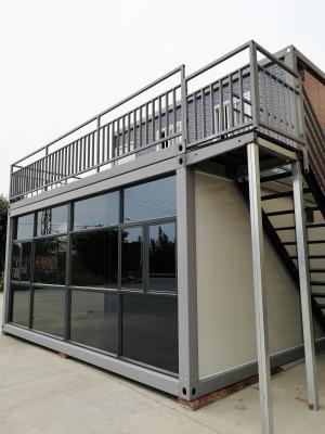 China 5.8*3m Glass Container House Rockwool Prefabricated Tiny Container Houses for Wall Material 50mm EPS/rockwool Booth for sale