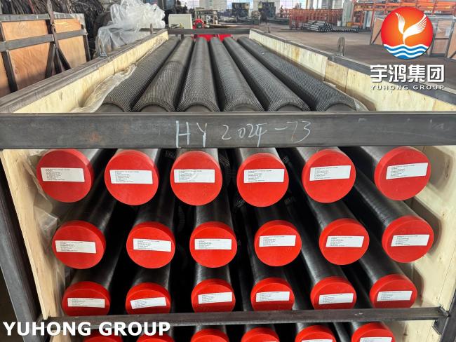 ASTM A335 P11 HFW Serrated Finned Tube with Gr.11 Fins showing detailed fin structure and tube construction