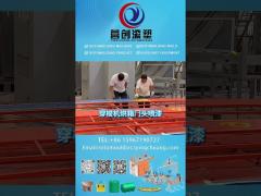 Shuttle rotomolding machine door spray painting machine production video