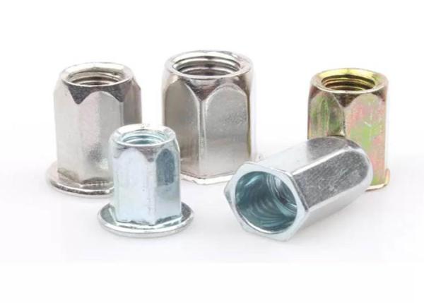Quality Carbon Steel Class 4.8 Hexagon Flat Head Rivet Nut High Strength M6 Easy To Install for sale