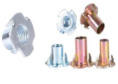 China M6 M8 Steel  4 Claw 4 Prong Furniture Tee Nut with Pronge Yellow Blue White Zinc PlatingDIN1624 for sale