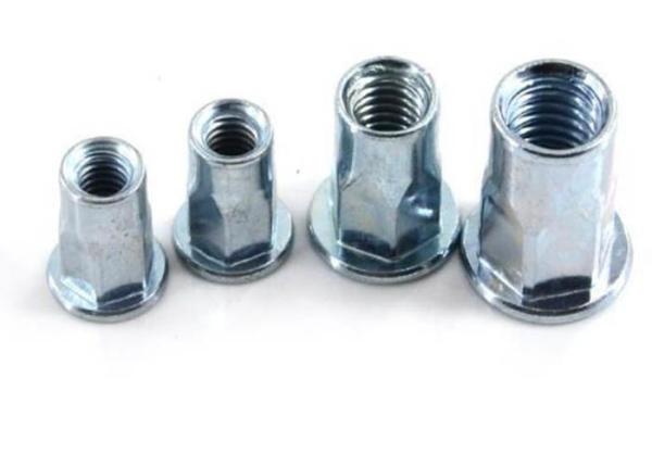 Quality ASTM B7 M6 Semi Hex Countersunk Round Small Head Rivet Nut Blue Zinc with Passivation Finish and ROHS Certification for sale
