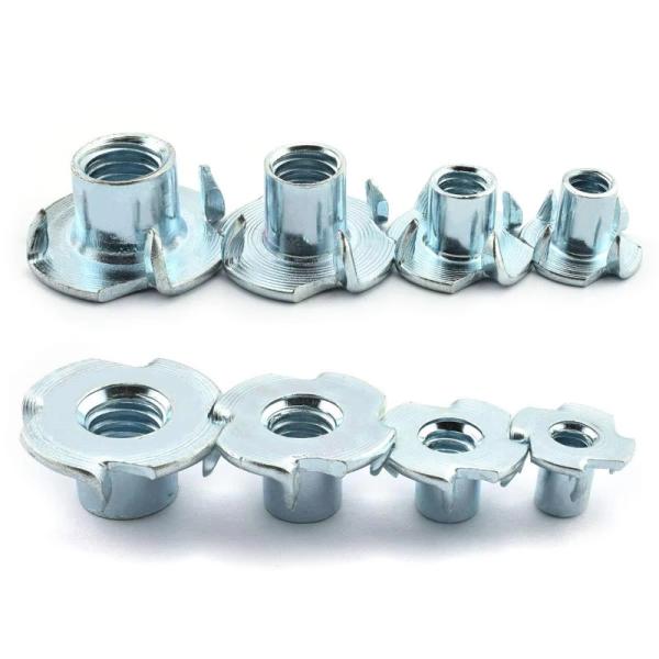 Quality M4 M6 M10 Carbon Metal Tee Nut  Galvanized Blue White 4 Claw 4 Prong Furniture Nut DIN1624 for sale