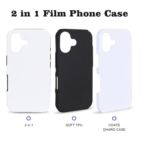 Quality 2 In 1 3D Film Blank Sublimation Phone Case PC Coating 2 Layers Cell Phone Cover for sale