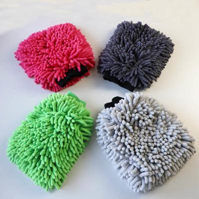 China Elastic Cuffs Chenille Car Cleaning Glove 17x26cm Size 110g/Pc for sale
