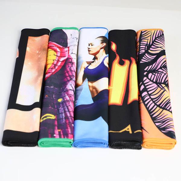 Quality Rectangle 30x100cm Microfiber Sport Towel Full Color Printing Around Neck for sale