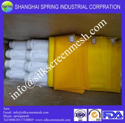 China polyester silk screen printing mesh 43T,55um white/yellow monofilament mesh manufacturers for sale