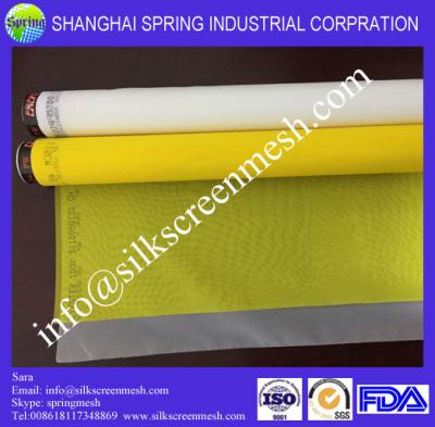 China polyester silk screen printing mesh 43T,55um white/yellow monofilament mesh manufacturers for sale